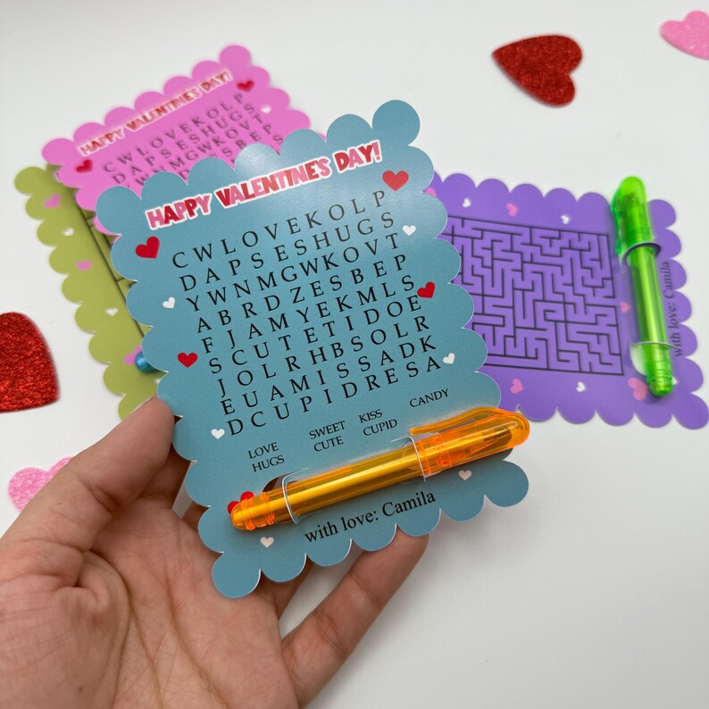 Personalized Valentine's Day Cards for Kids: Maze & Word Search With ...