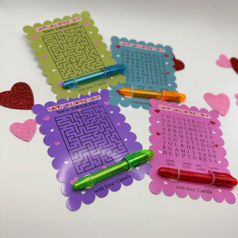 Personalized Valentine's Day Cards for Kids: Maze & Word Search With ...