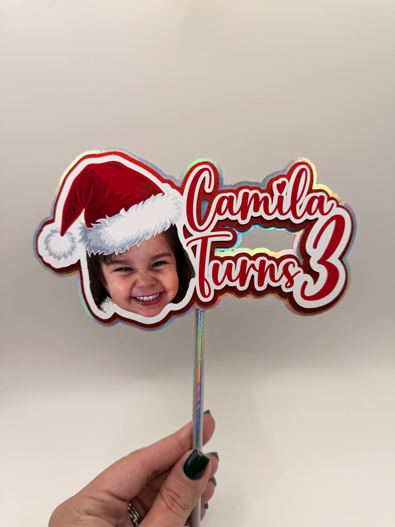 Personalized Photo Christmas Cake Topper • Festive Holiday Birthday - Etsy