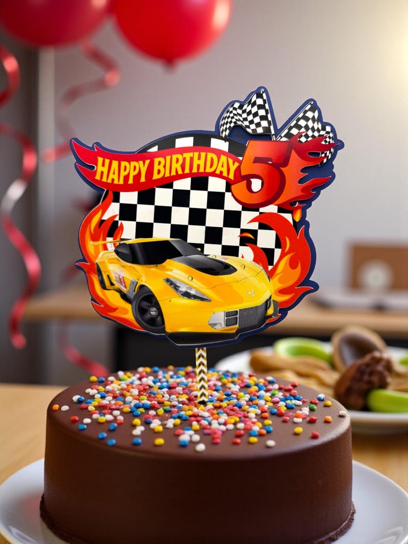 Personalized Racing Car Cake Topper: Speedway Birthday Party Decor - Etsy