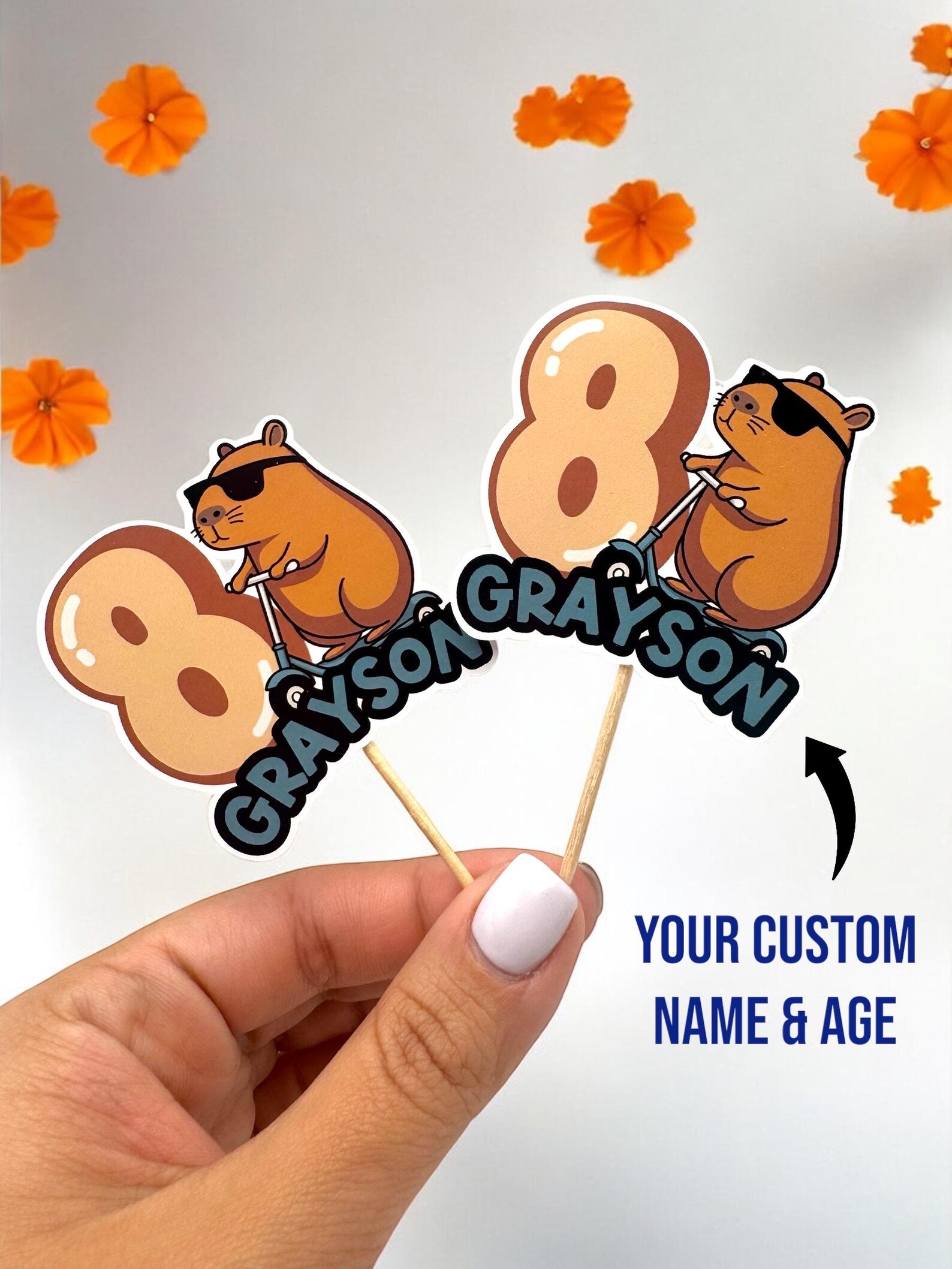 Personalized Capybara Cake Topper: Scooter Birthday Party Decoration - Etsy
