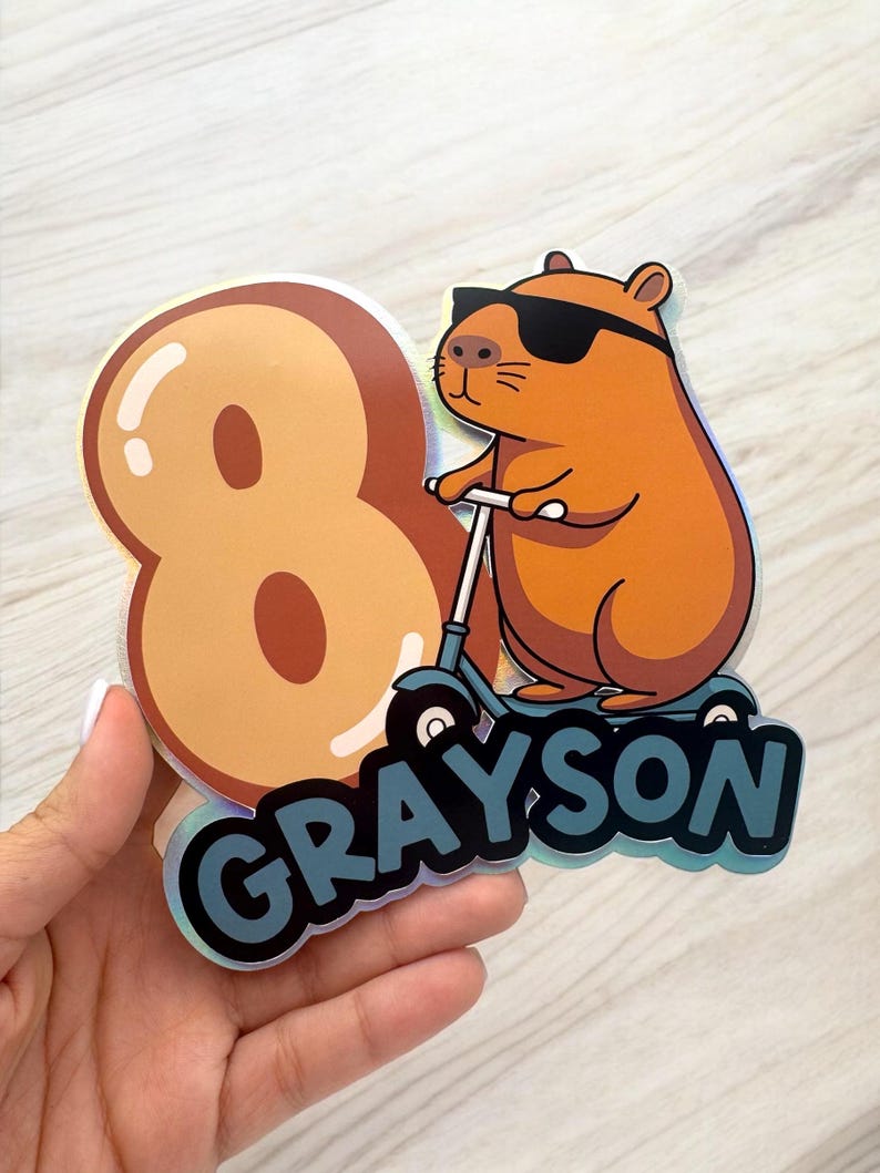 Personalized Capybara Cake Topper: Scooter Birthday Party Decoration - Etsy