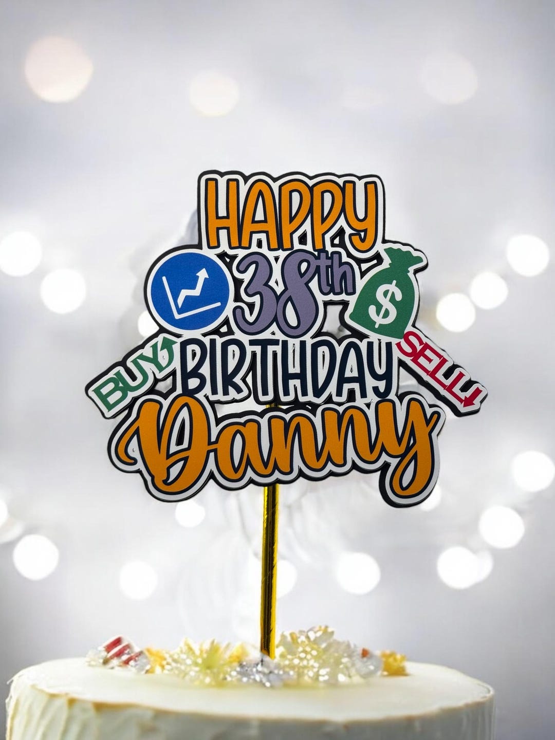 Stock Market Cake Topper - Custom Birthday Cake Decoration - Double ...