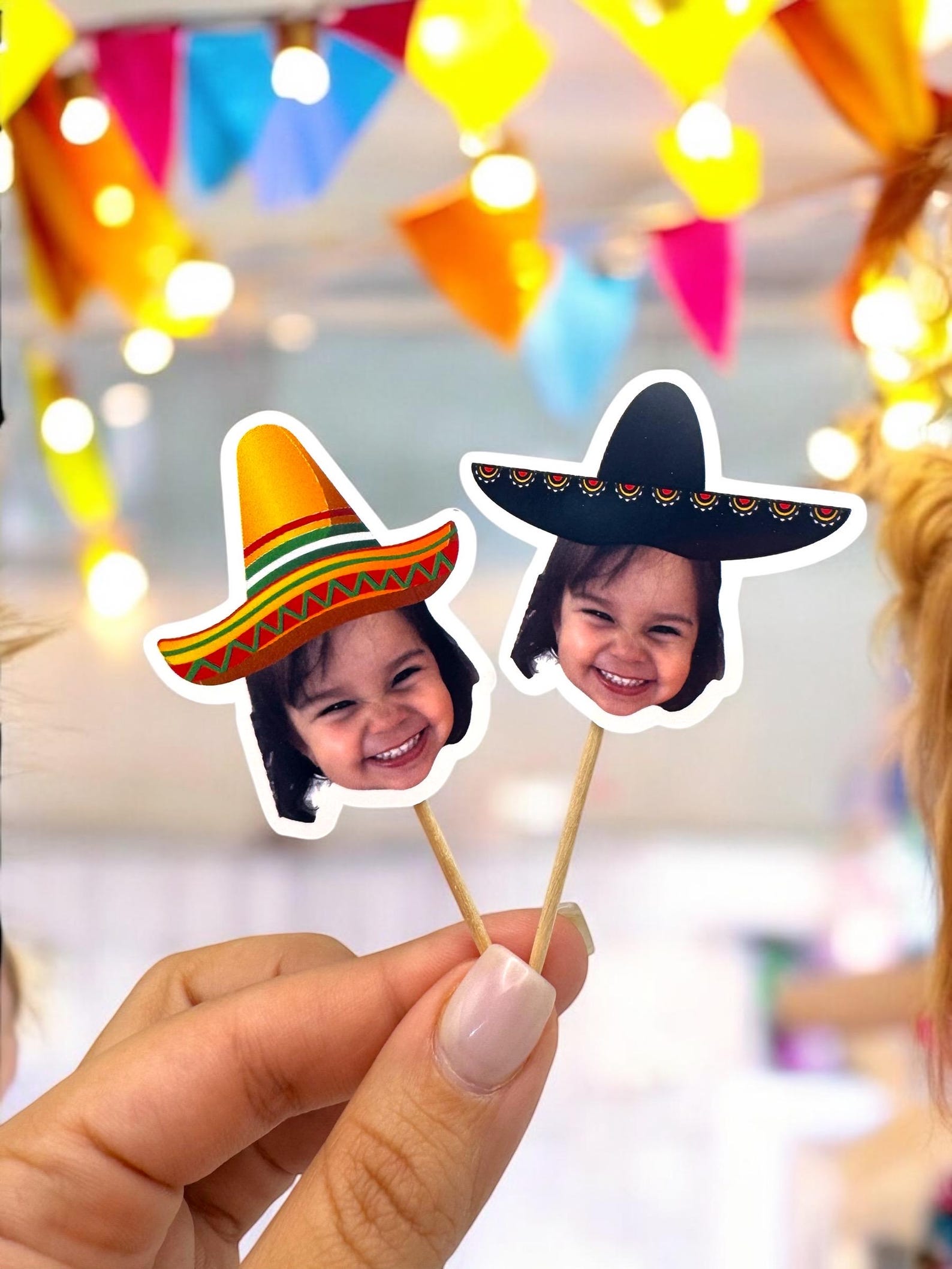 Fiesta Sombrero Custom Face Cupcake Toppers: Cinco De Mayo Party Decor ...