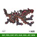 Cipactli Aztec Dragon Machine Embroidery Design File for Hats, Trendy ...