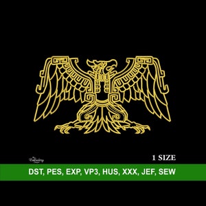 Aguila Azteca Outline Machine Embroidery Design File for Hats, Trendy ...