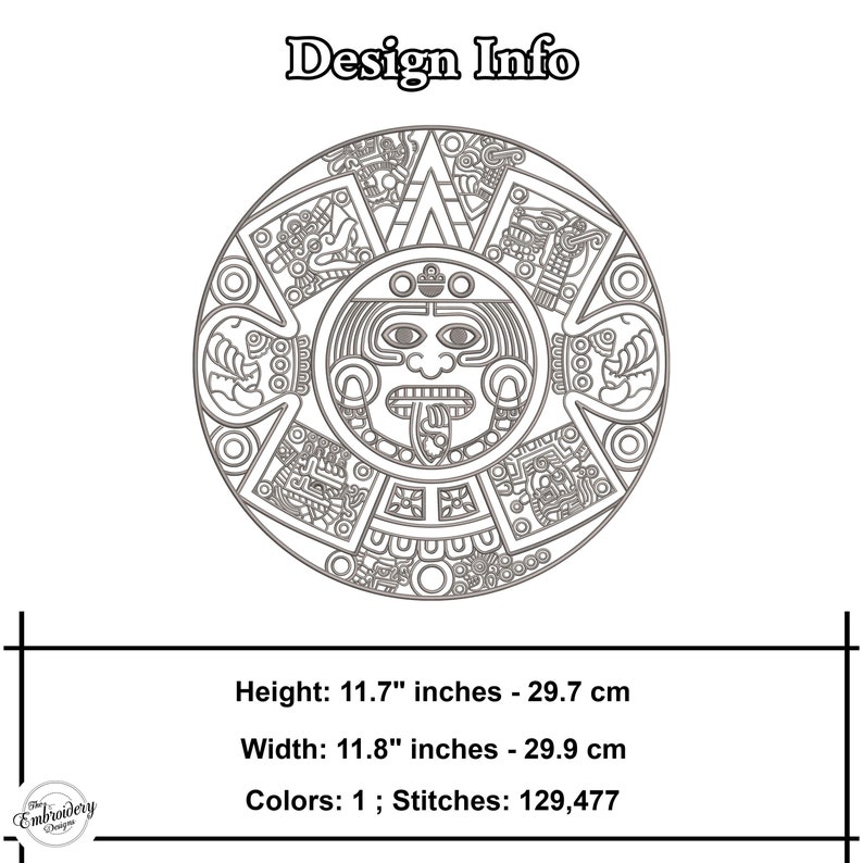 Aztec Mayan Calendar Machine Embroidery Design File, Jacket Patches ...