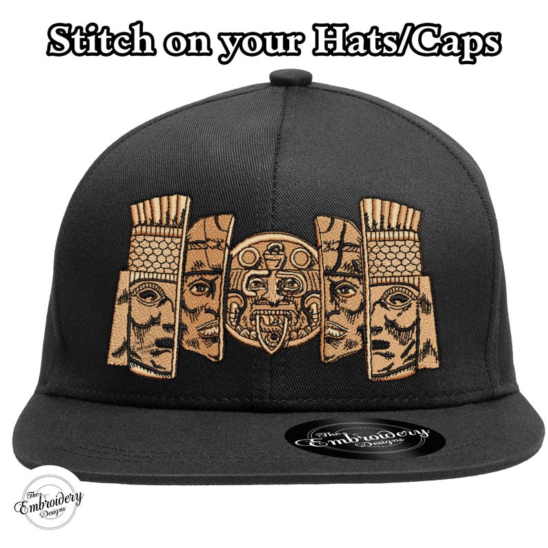 Aztec Mayan Faces Embroidery Design for Caps, Embroidery Files Pes ...