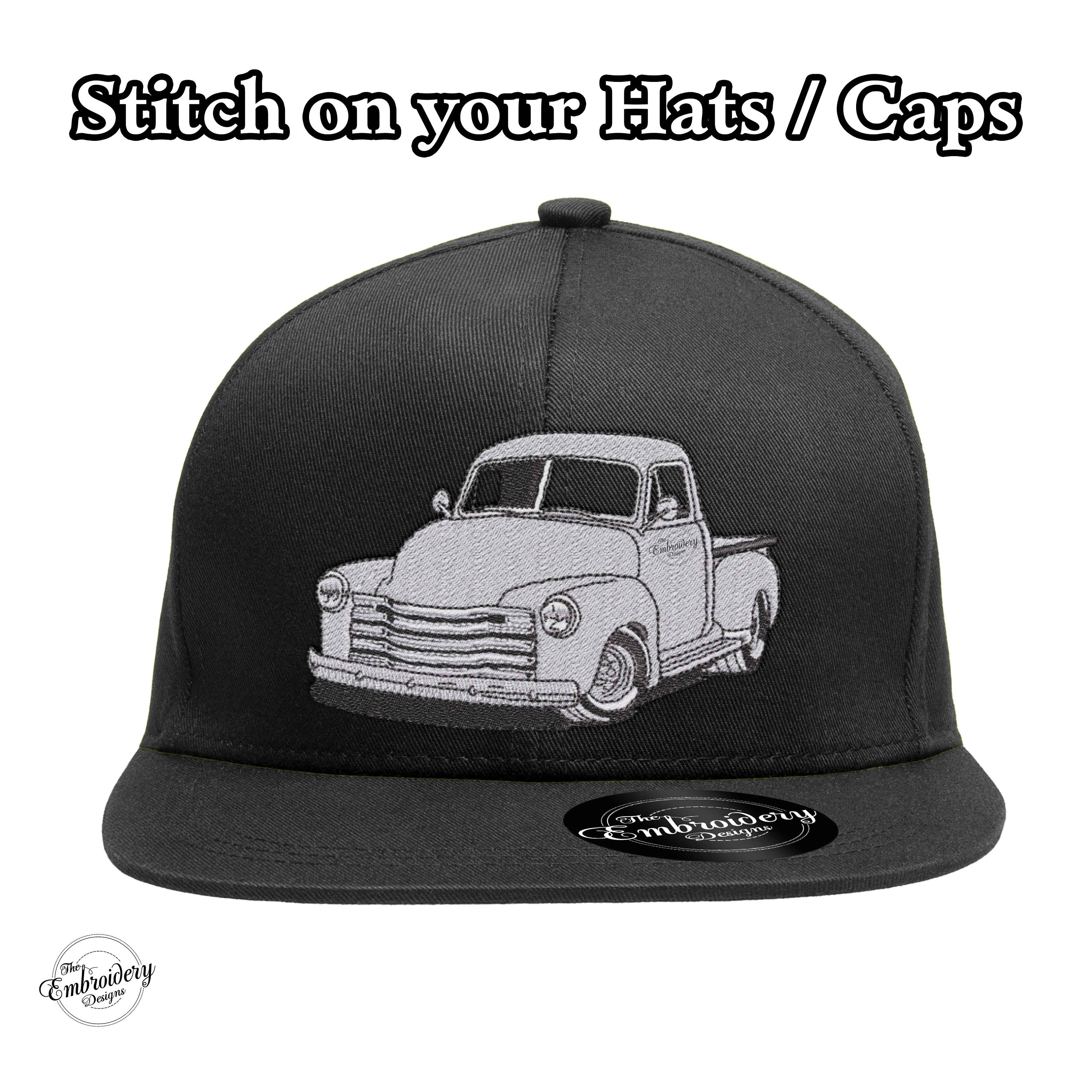 Classic Vintage Pickup Truck Machine Embroidery Design File for Hats ...