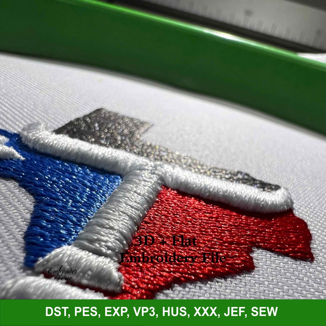 Texas State 3D & Puff Flat Embroidery Machine Design File for Hats ...