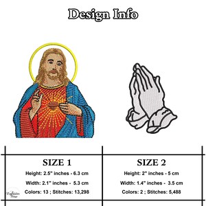 Jesus & Praying Hands Machine Embroidery Design File for Hat Front and ...