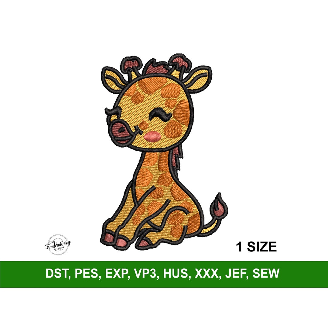 Baby Giraffe Machine Embroidery Design File for Baby Clothes, Trendy ...