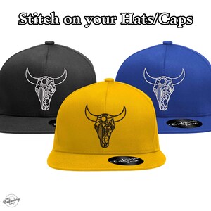 Western Bull Skull Machine Embroidery Design File for Hats, Trendy ...