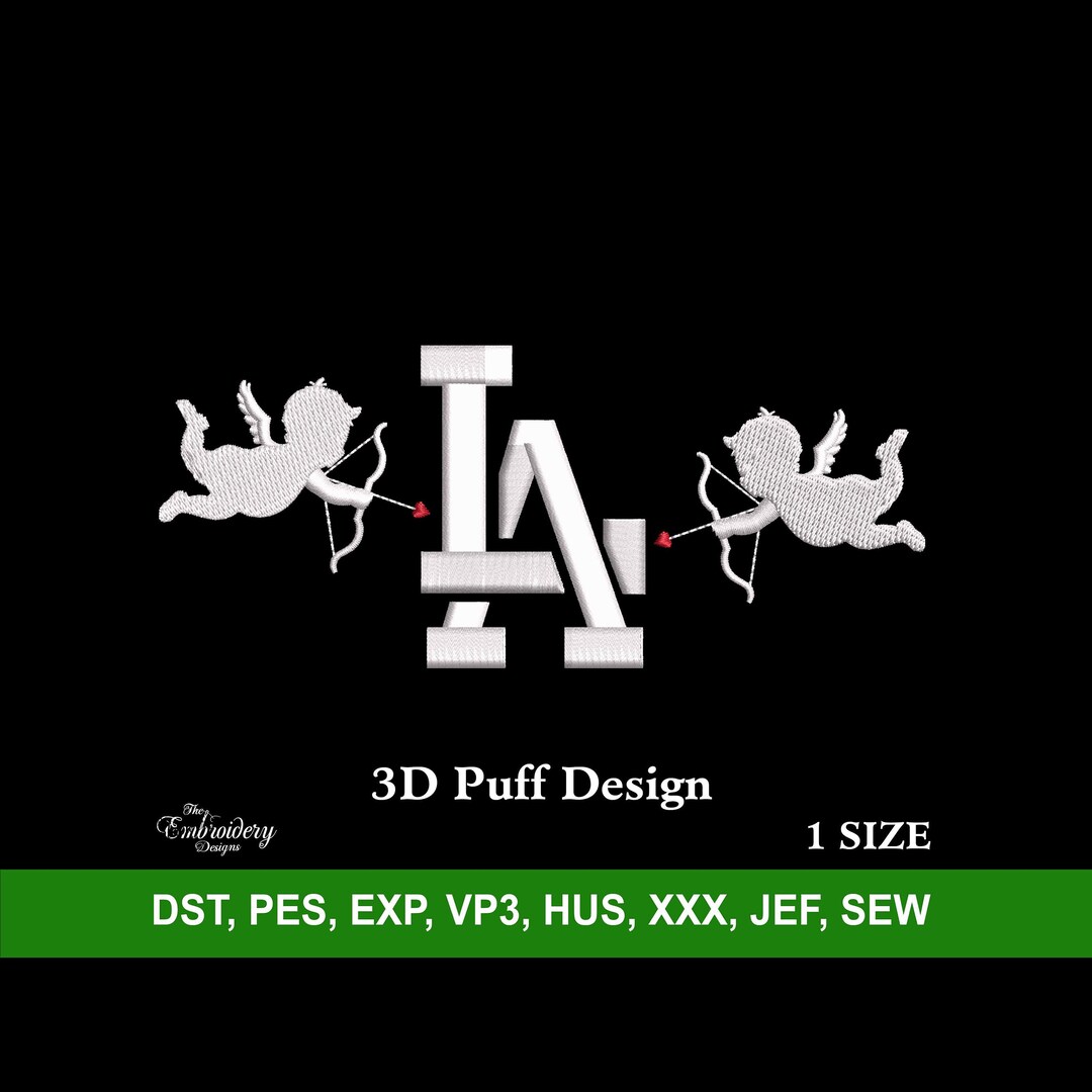 LA With Baby Angels 3D Puff Raised Embroidery Machine Design File for ...