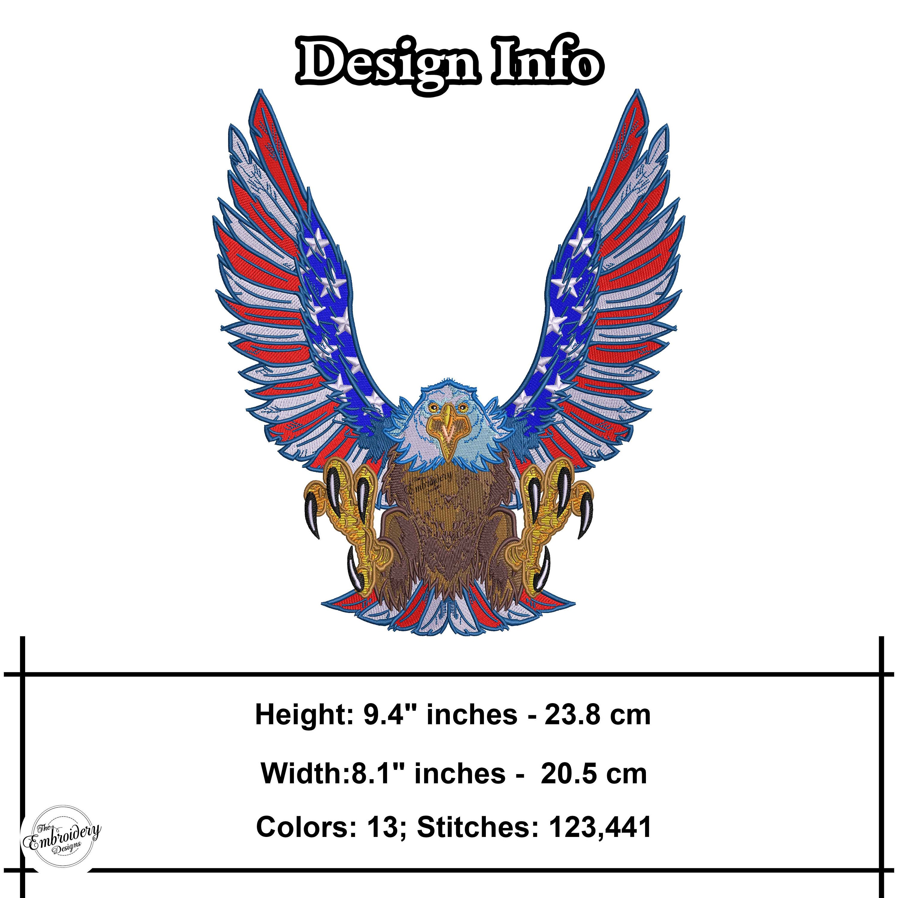Bald Eagle American Flag Machine Embroidery Design File - Etsy