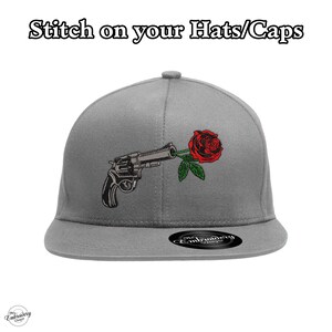 Gun & Rose Embroidery Machine Design File for Hats, Valentine Trendy ...