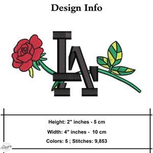 Los Angeles Rose 3D Puff Raised Embroidery Machine Design File for ...