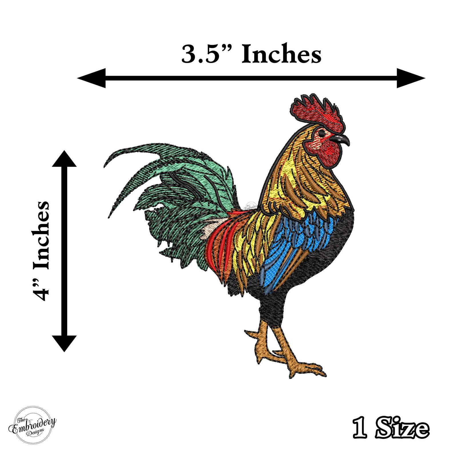 Colorful Rooster Embroidery Machine Design, Trendy Embroidery Design ...