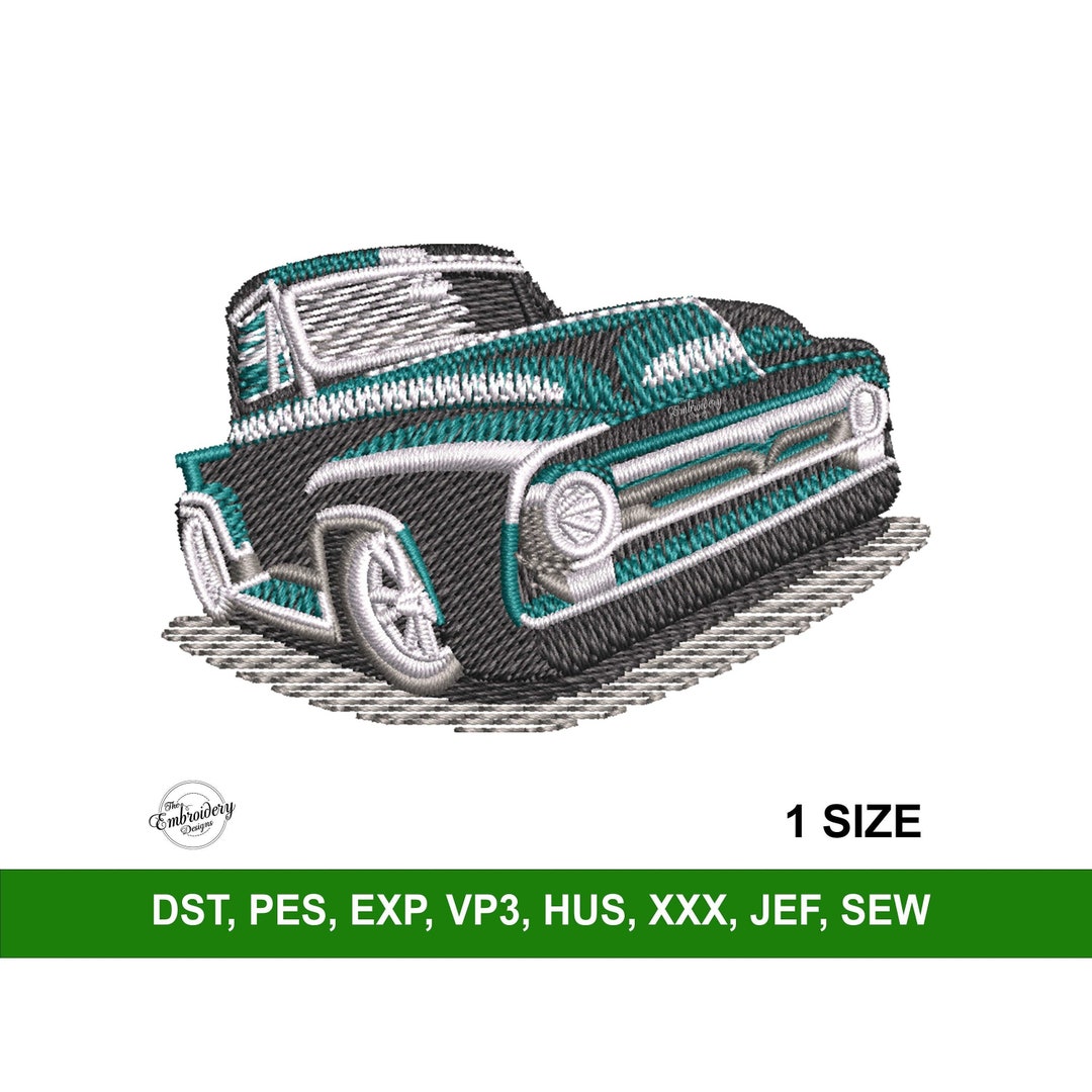 Classic Truck Machine Embroidery Design File for Hats, Vintage Car ...
