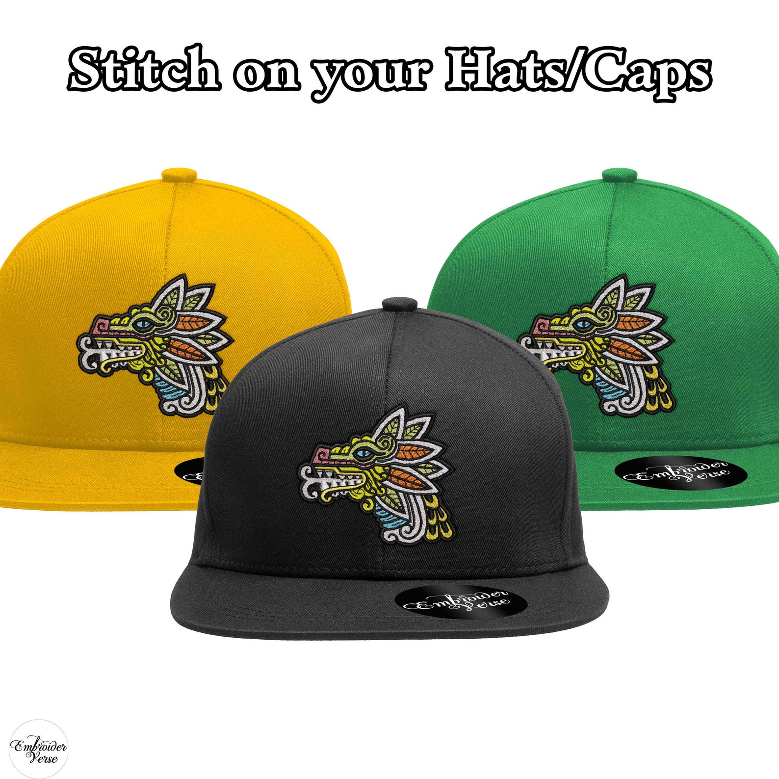 Quetzalcoatl Aztec Mayan God Machine Embroidery Design File for Hats ...