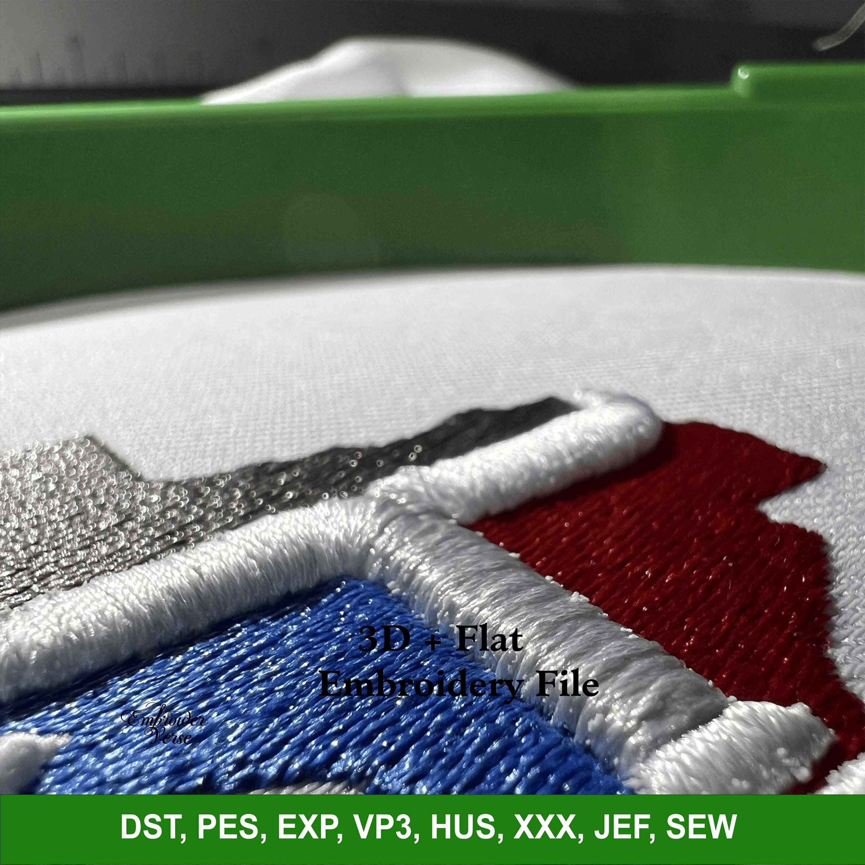Texas State 3D & Puff Flat Embroidery Machine Design File for Hats ...