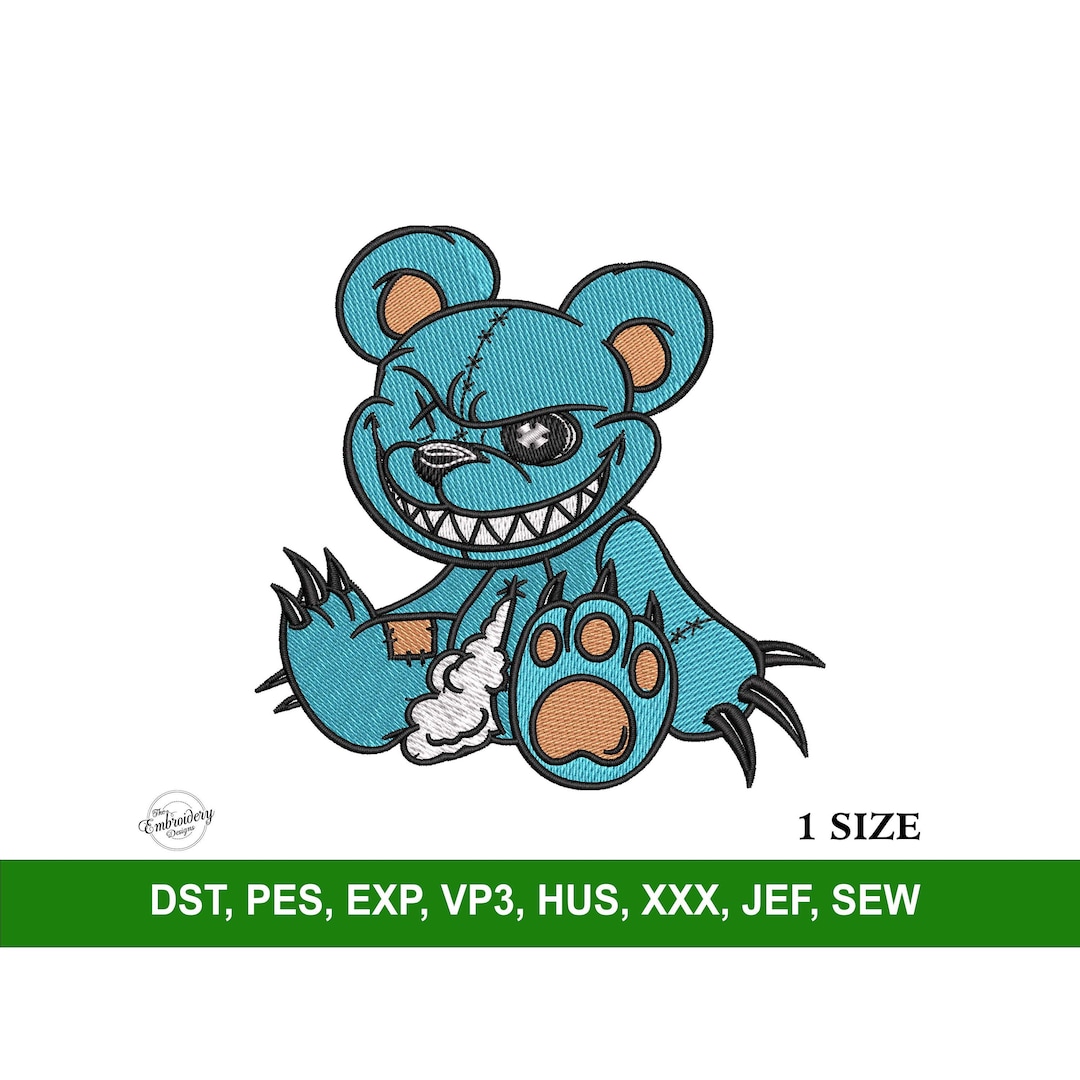 Diabolic Bear Halloween Machine Embroidery Designs File, Trendy ...