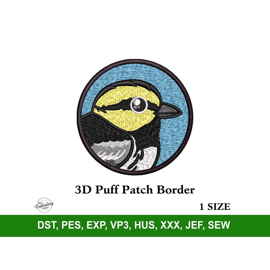 Sparrow Patch With 3D Puff Border Machine Embroidery Designs File for ...