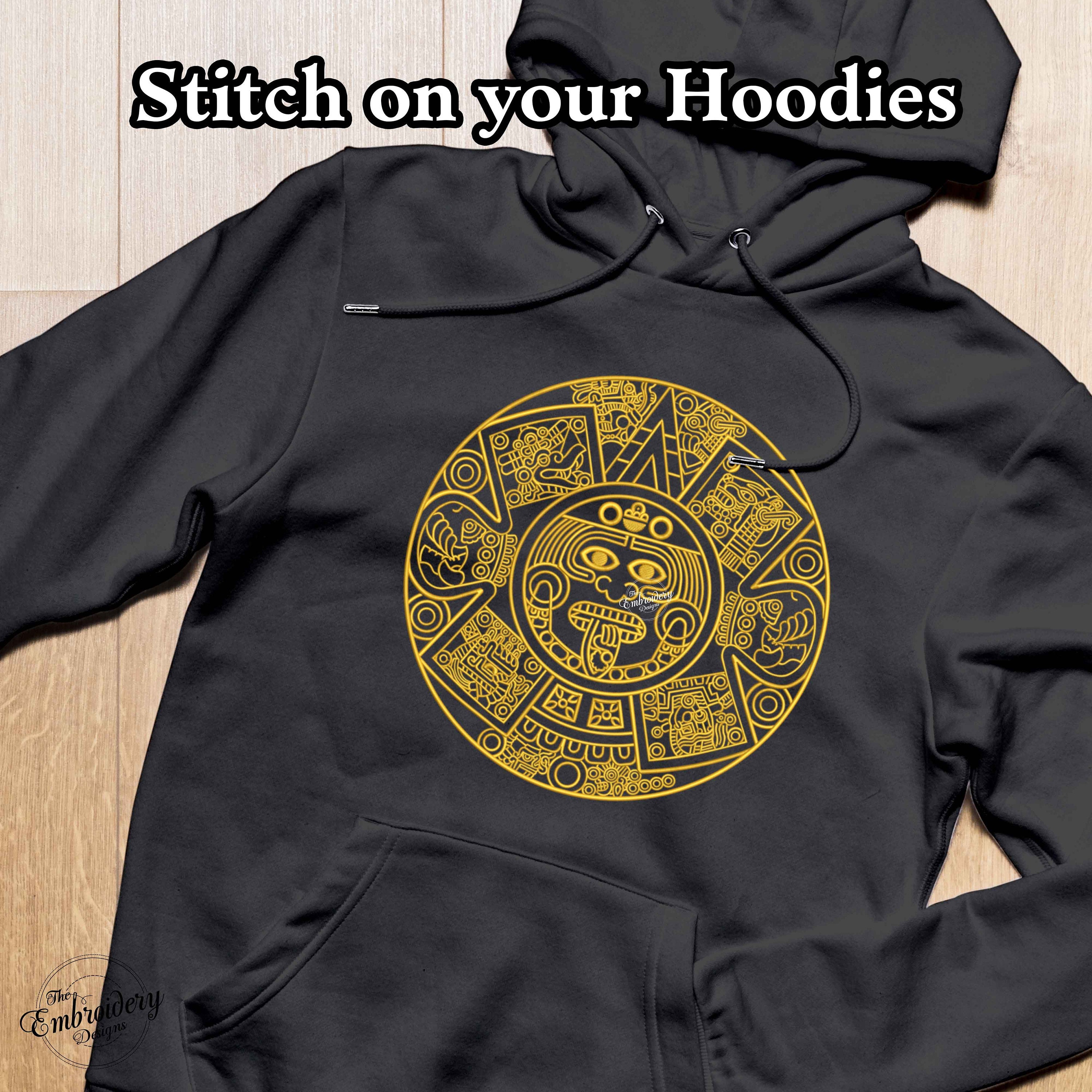 Aztec Mayan Calendar Machine Embroidery Design File, Jacket Patches ...
