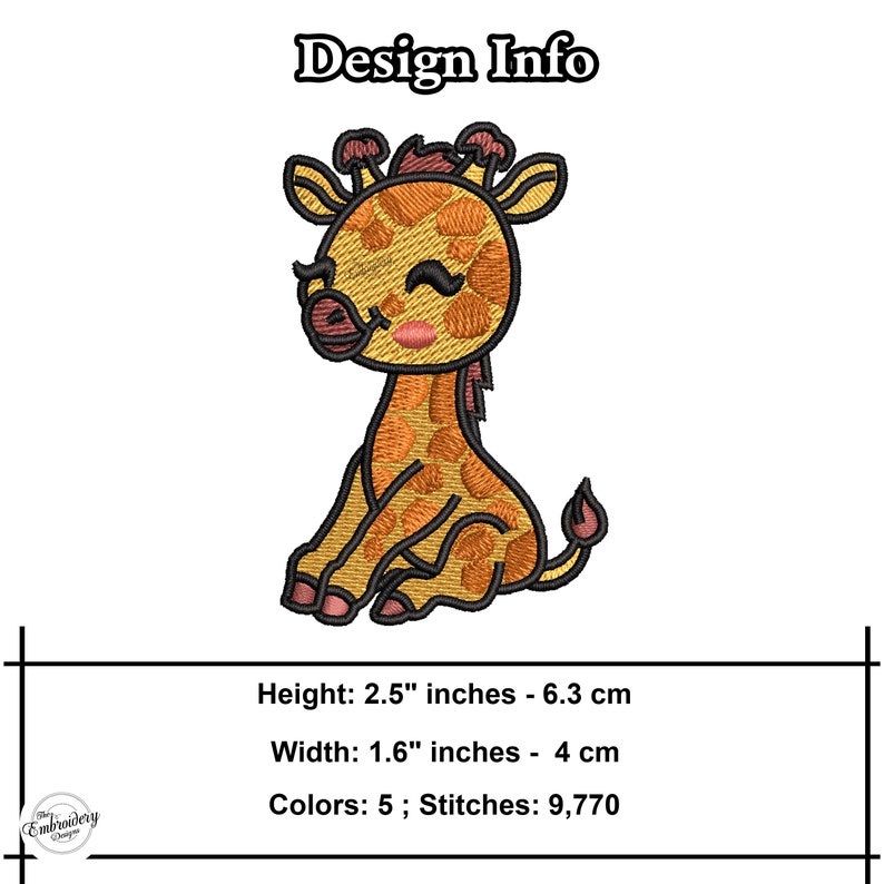 Baby Giraffe Machine Embroidery Design File for Baby Clothes, Trendy ...