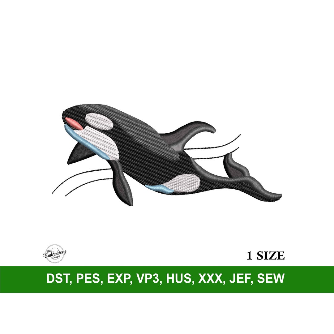 Killer Whale Embroidery Machine Design File for Hats, Embroidery ...