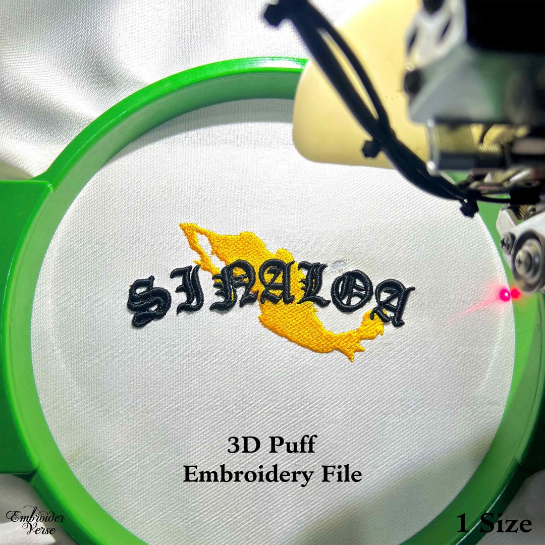 Sinaloa 3D Puff Embroidery Design File for Hats, Trendy Embroidery ...