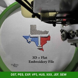 Texas State 3D & Puff Flat Embroidery Machine Design File for Hats, Trendy Embroidery, Custom ...