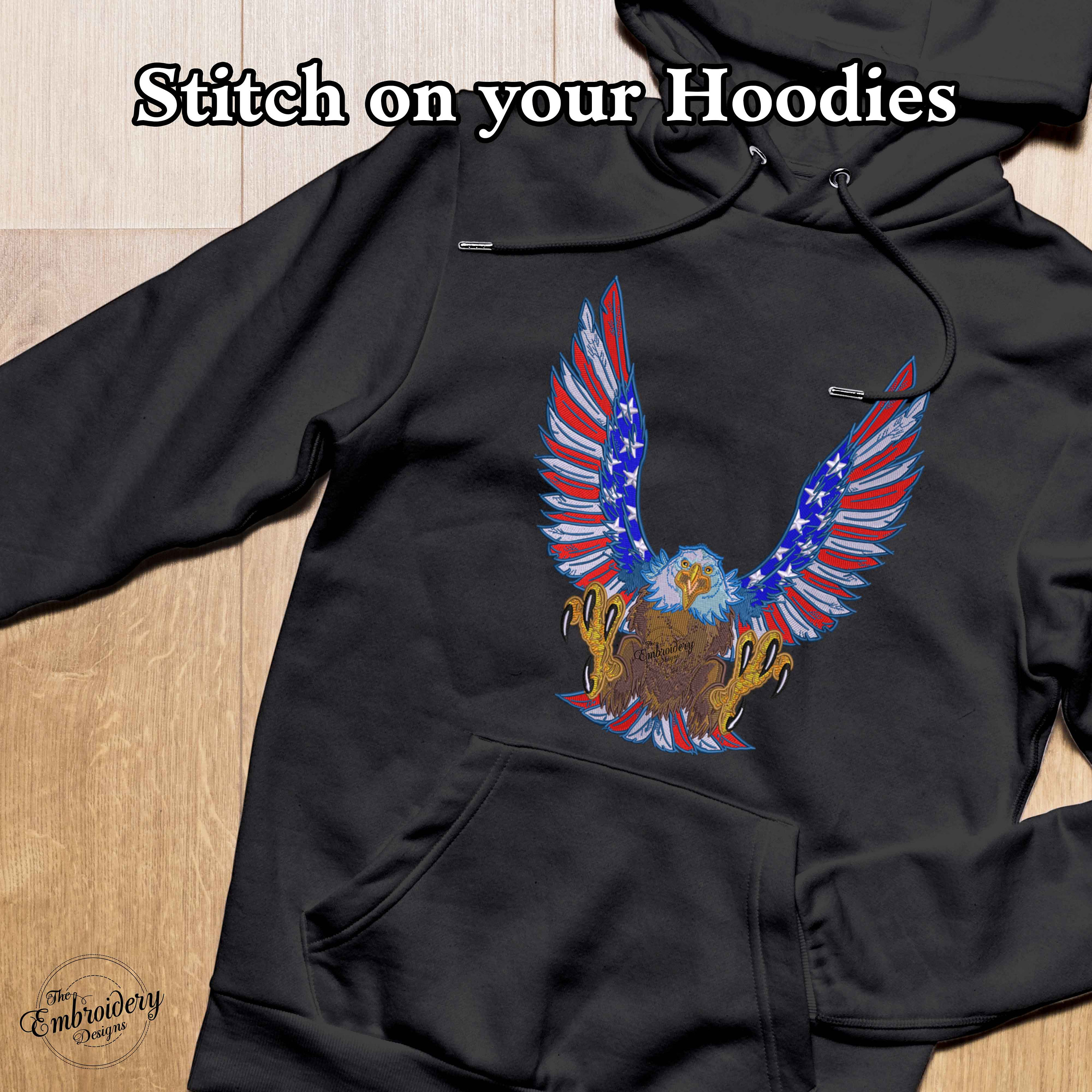 Bald Eagle American Flag Machine Embroidery Design File for 4th of July ...