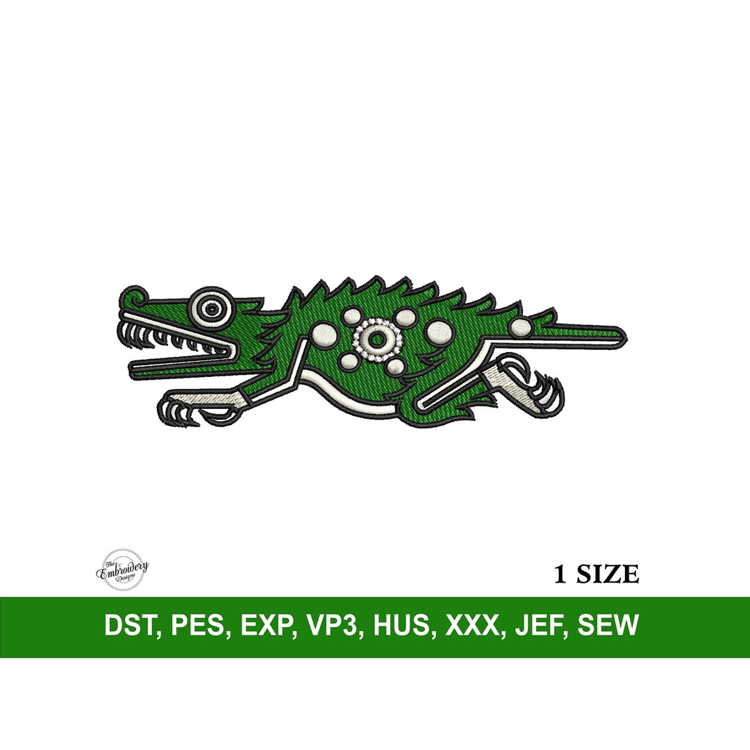 Cipactli Aztec Crocodile Machine Embroidery Design File for Hats ...