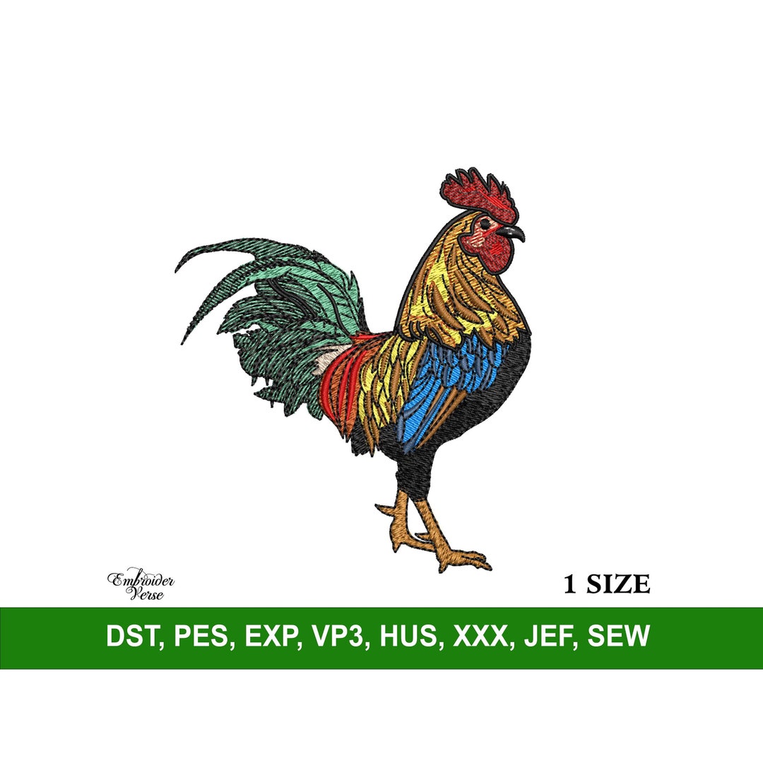 Colorful Rooster Embroidery Machine Design, Trendy Embroidery Design ...