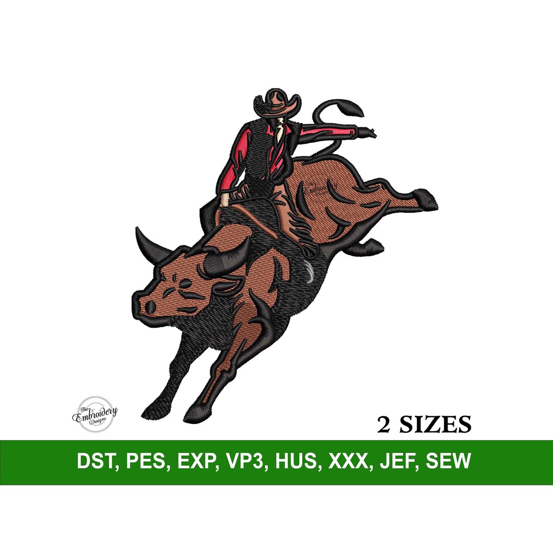 Bull Rider Embroidery Machine Design File for Hats, Embroidery Designs ...