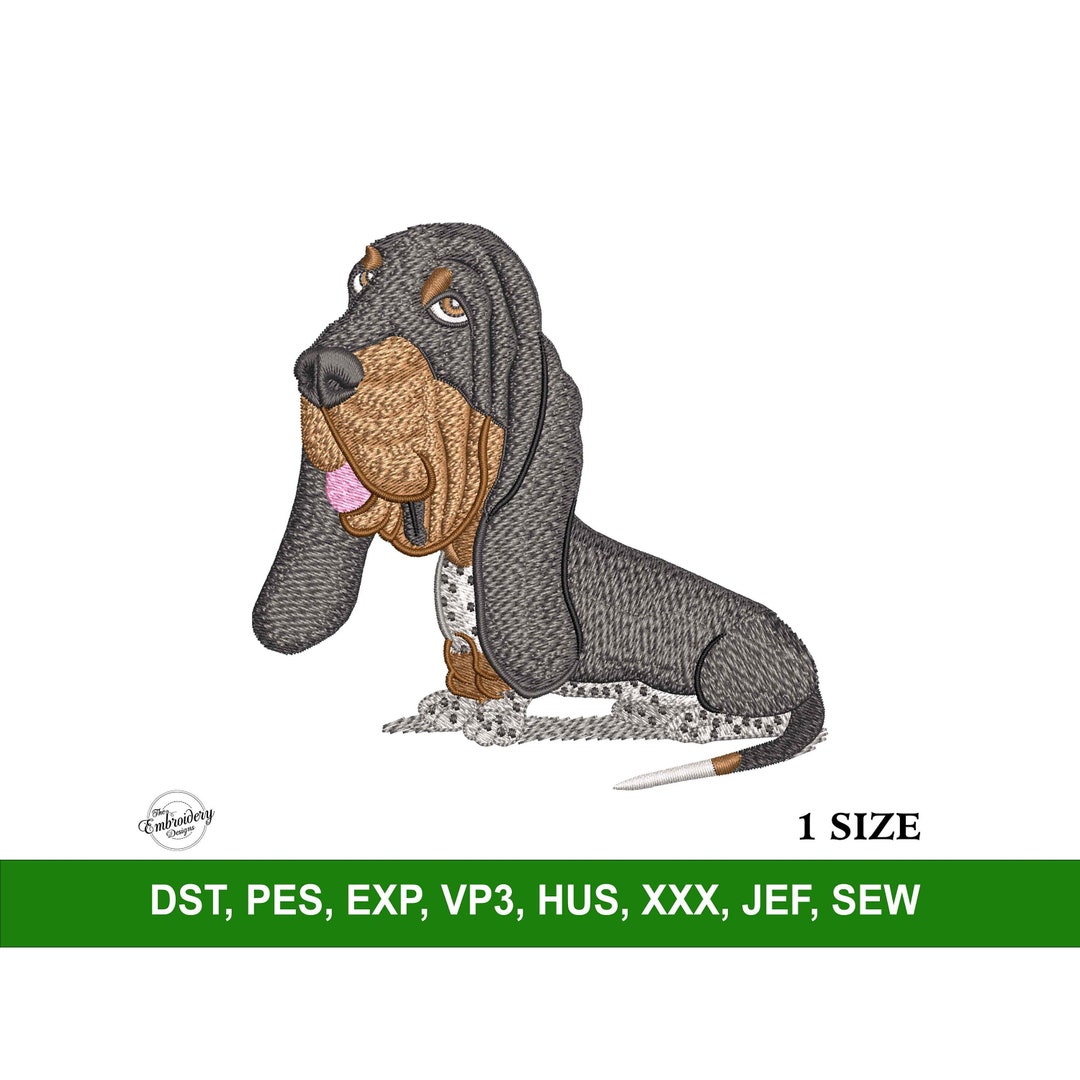 Basset Hound Machine Embroidery Design File, Trendy Embroidery Design ...