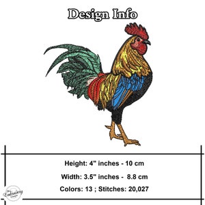 Colorful Rooster Embroidery Machine Design, Trendy Embroidery Design ...