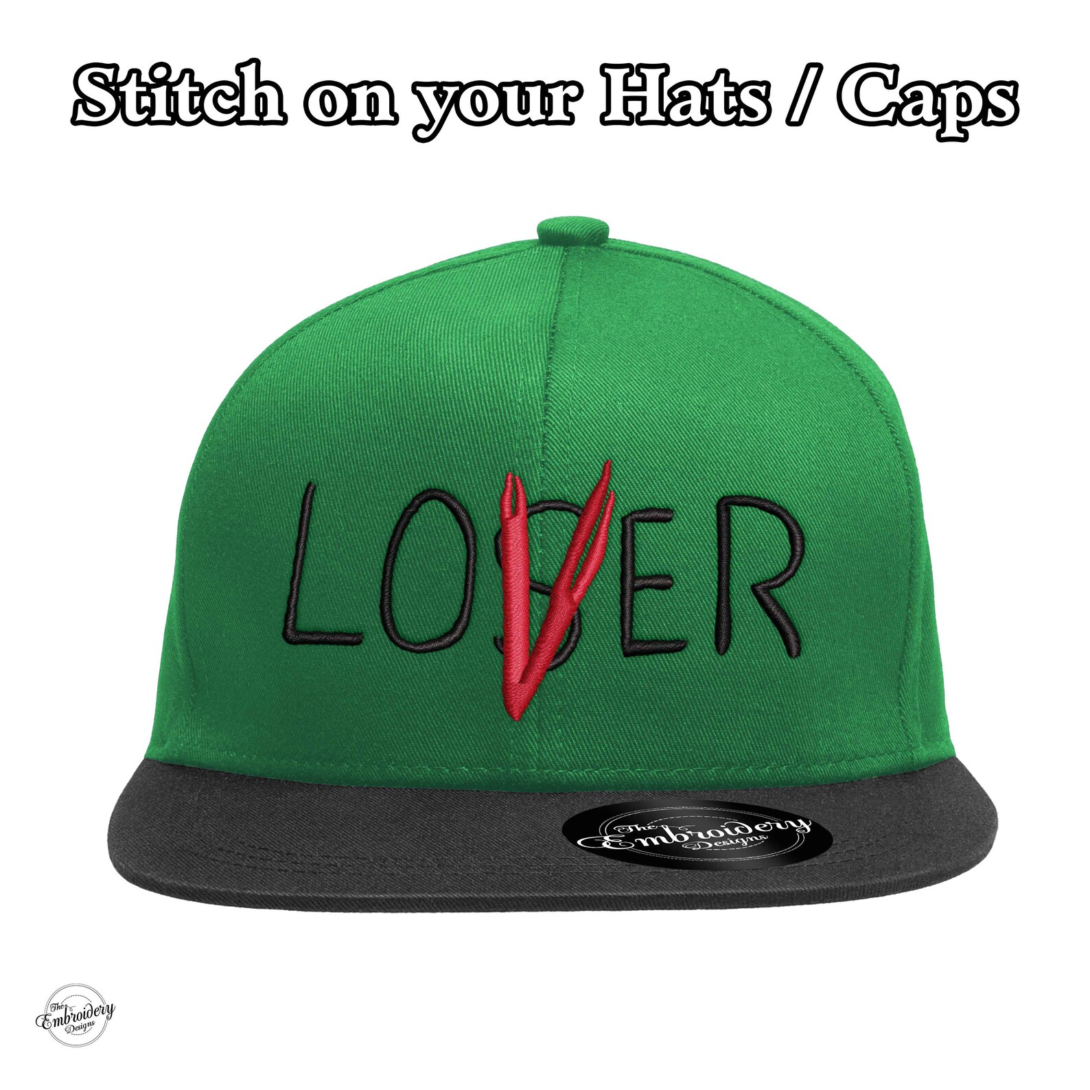 Lover Loser 3D Puff Embroidery Design for Hats, Embroidery Designs ...