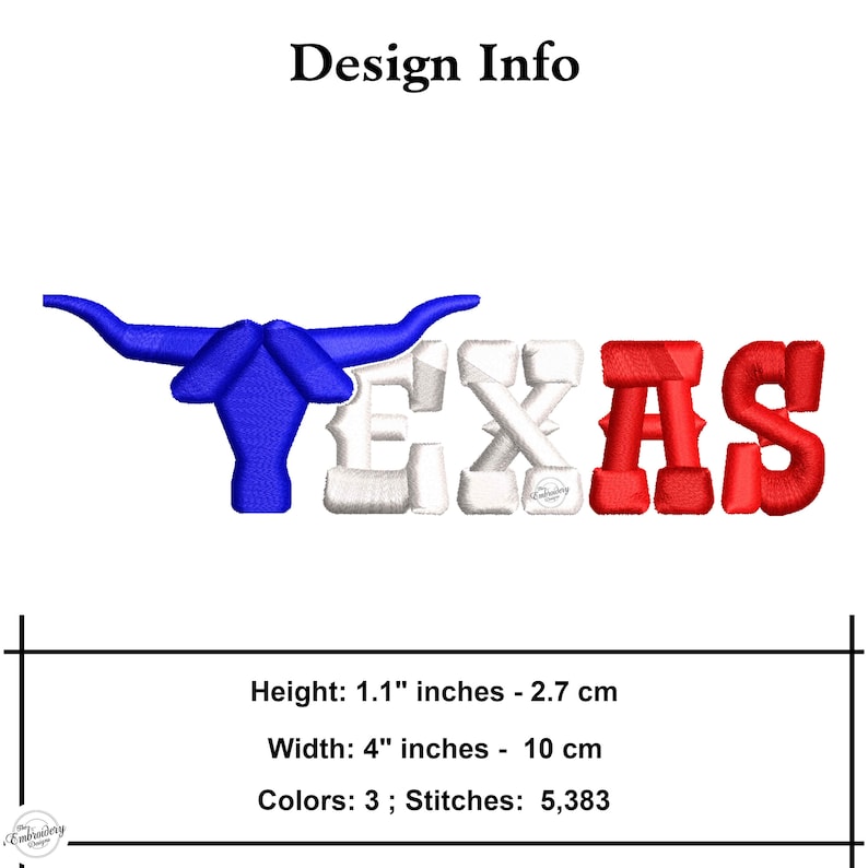 Texas Bull 3d Puff Raised Embroidery Machine Design File for Hats ...