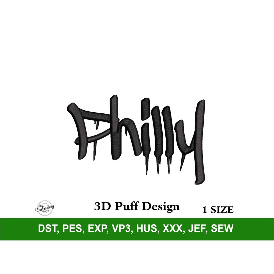 Philly 3d Puff Raised Embroidery Machine Design File for Hats ...