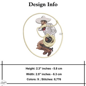 Charro With Lasso Embroidery Machine Design File for Hats, Embroidery ...