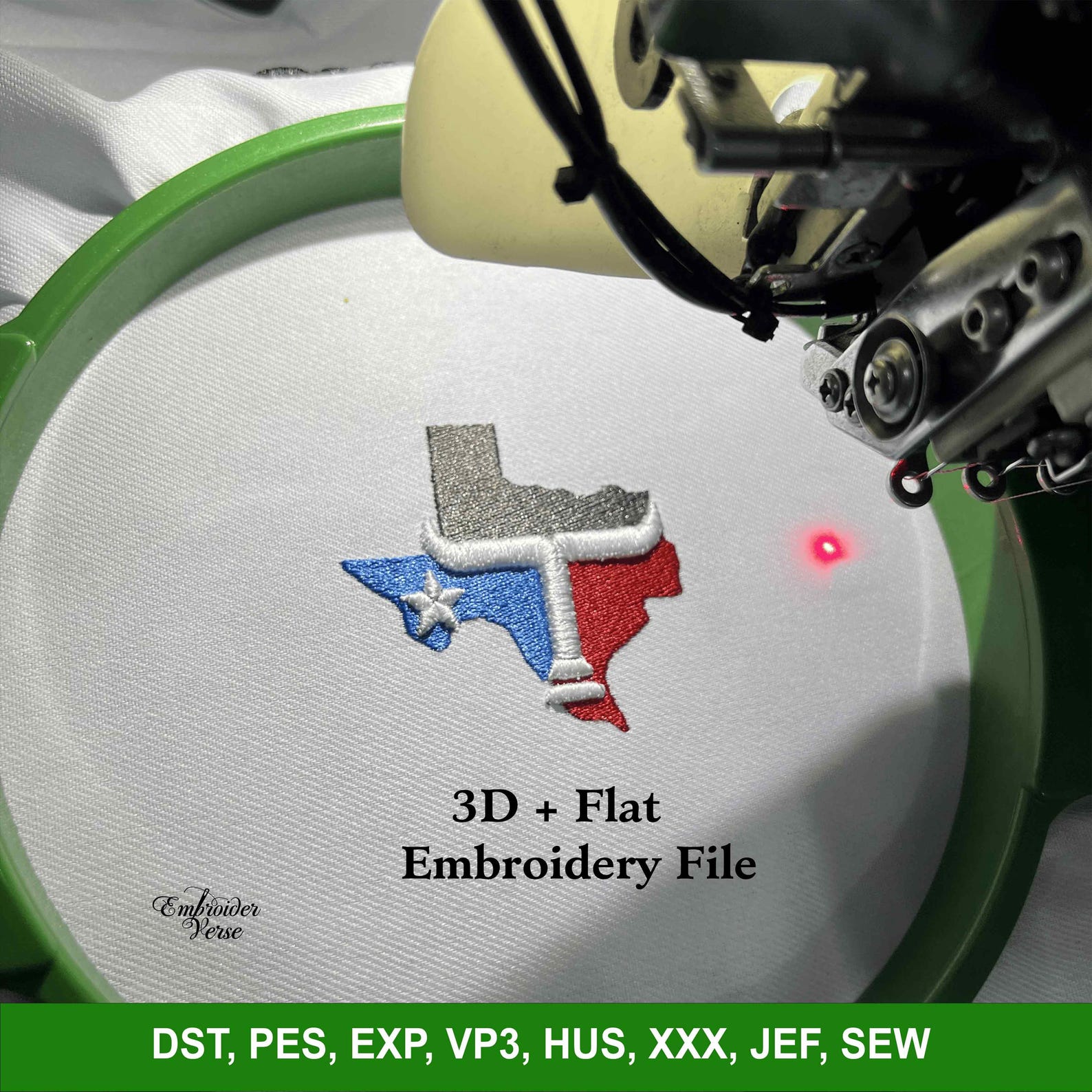 Texas State 3D & Puff Flat Embroidery Machine Design File for Hats ...