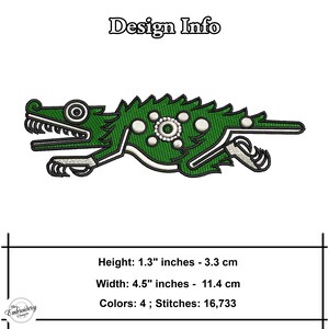 Cipactli Aztec Crocodile Machine Embroidery Design File for Hats ...