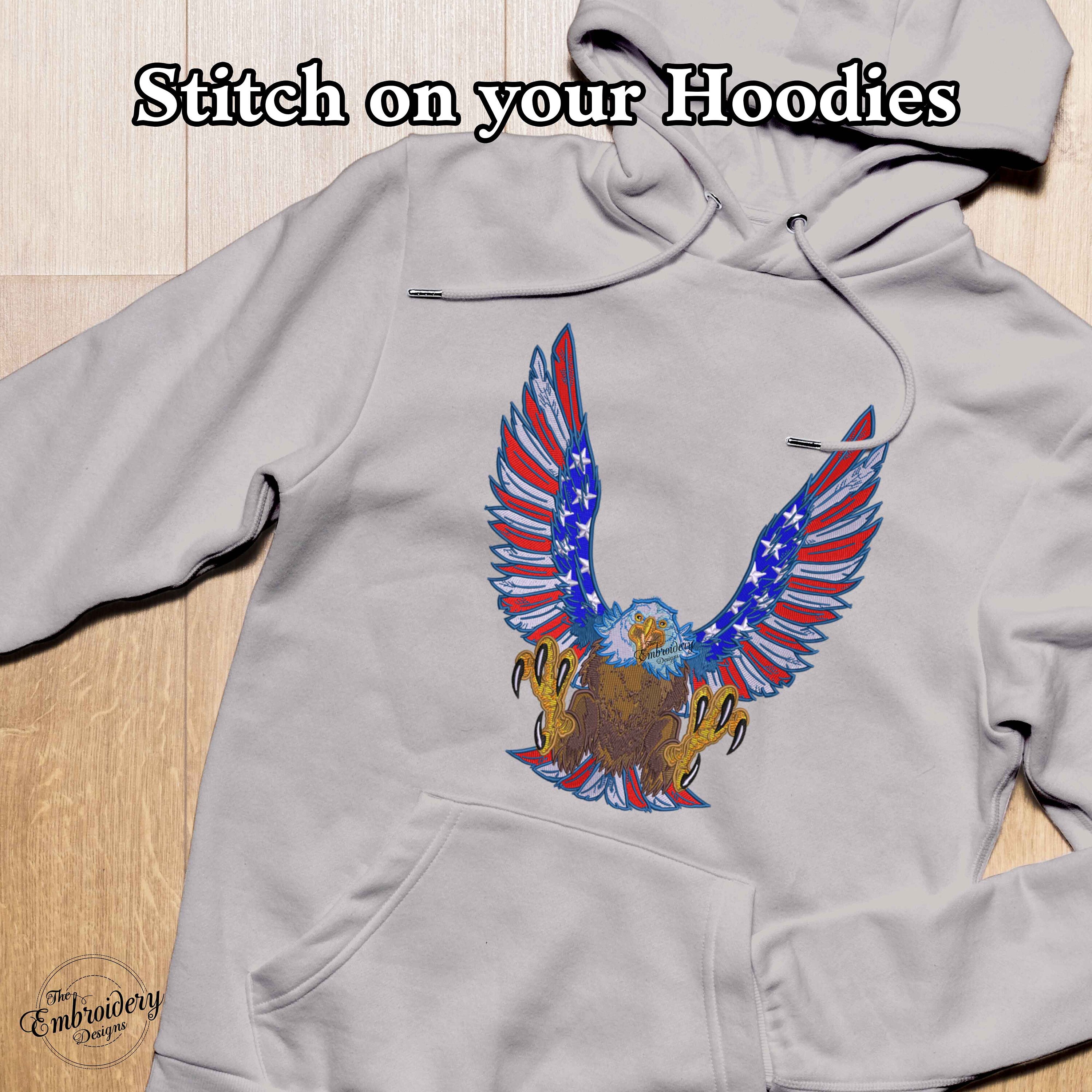 Bald Eagle American Flag Machine Embroidery Design File for 4th of July ...