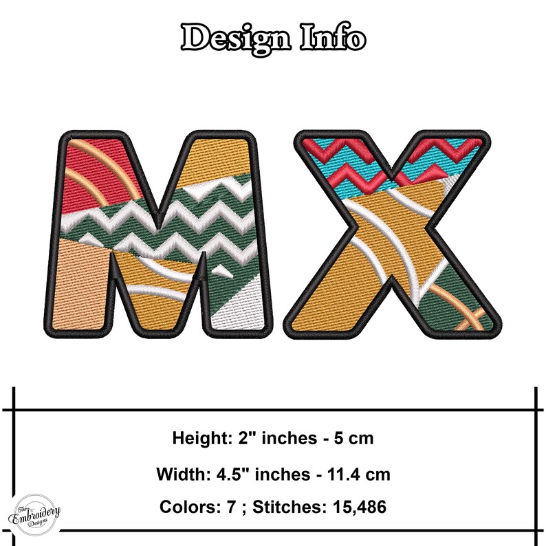 Mexico MX Machine Embroidery Design File for Hats, Embroidery Files PES ...