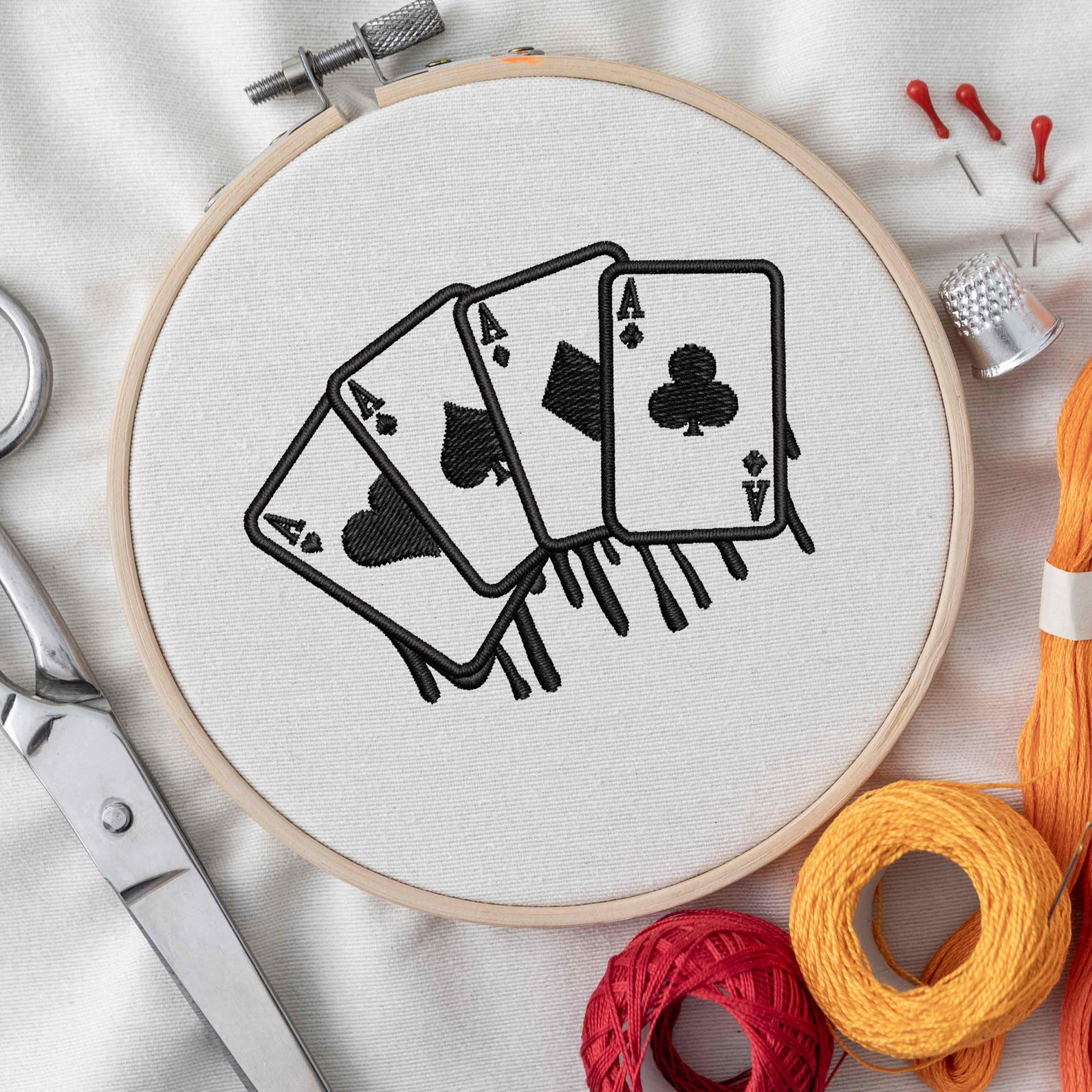 Four Aces Dripping Cards Machine Embroidery Designs File for Hats ...
