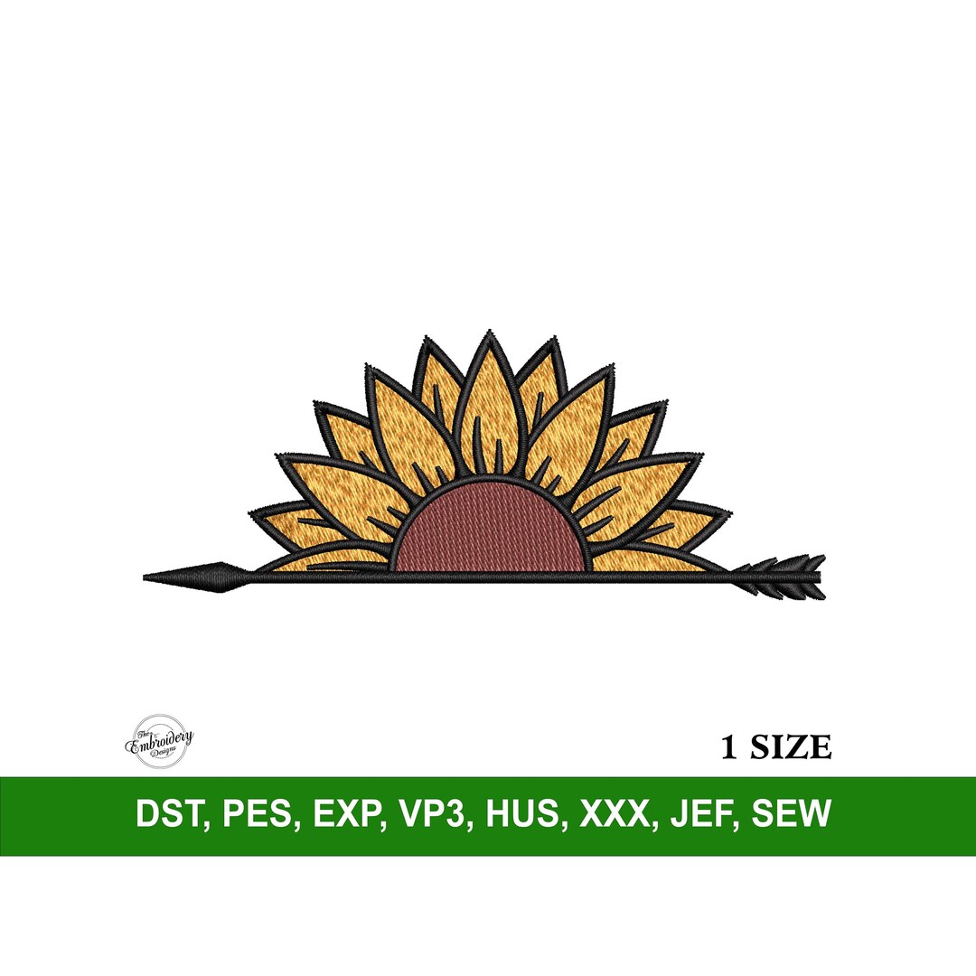 Sunflower Arrow Embroidery Machine Design File for Hats, Embroidery ...