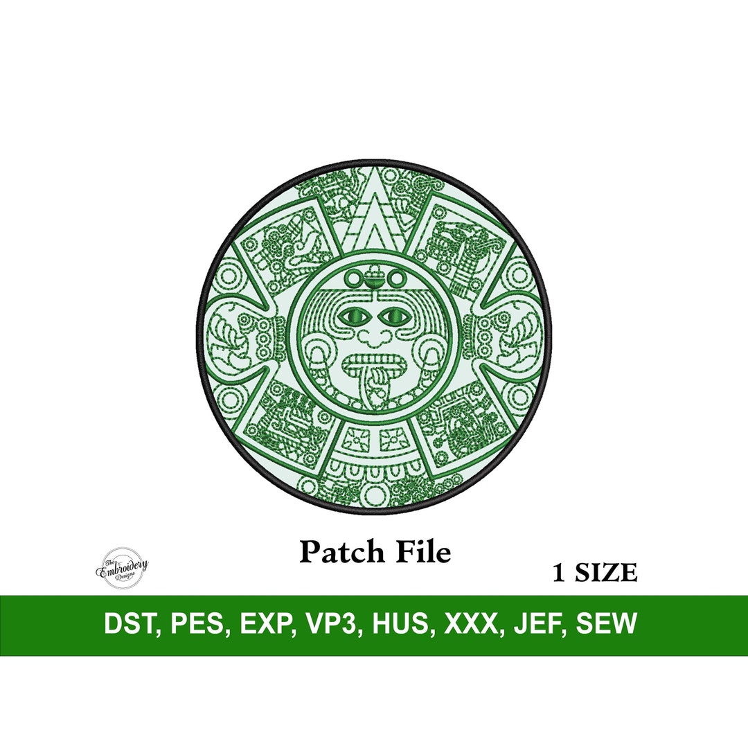 Aztec Mayan Calendar Machine Embroidery Design Patch File, Embroidery ...