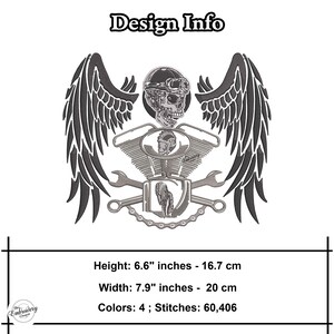 Biker Embroidery Design for Jacket, Embroidery Designs Trendy, Biker ...